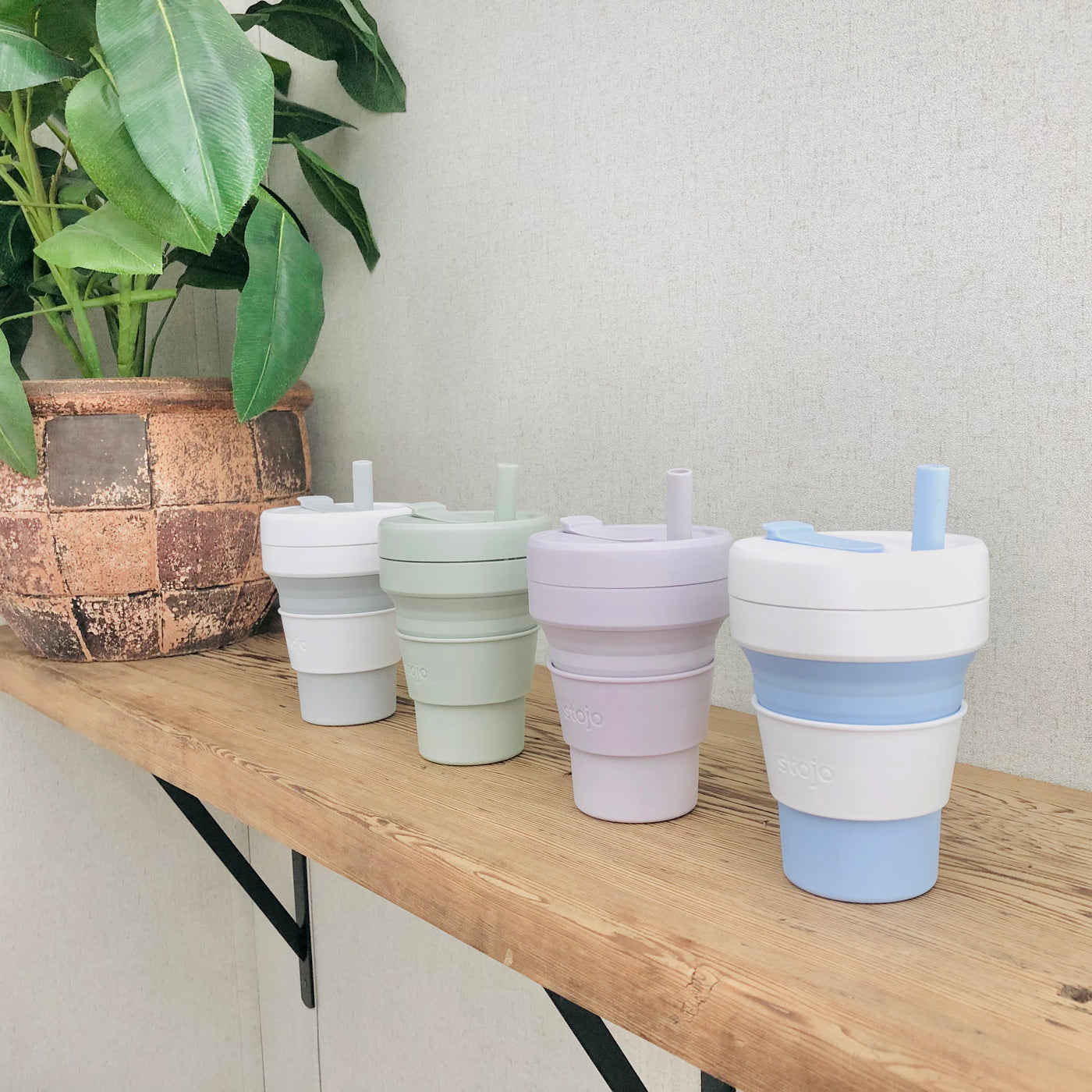 Stojo 16oz Cup White Band– Eco Beige